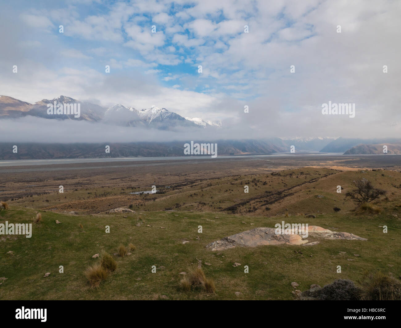 Misty view from Mount Sunday up the Rangitata Valley Stock Photo - Alamy
