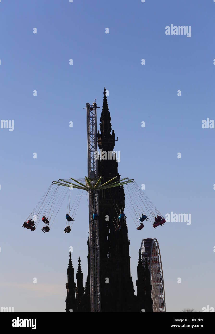 Star Flyer ride and Scott Monument Edinburgh Scotland December 2016 ...