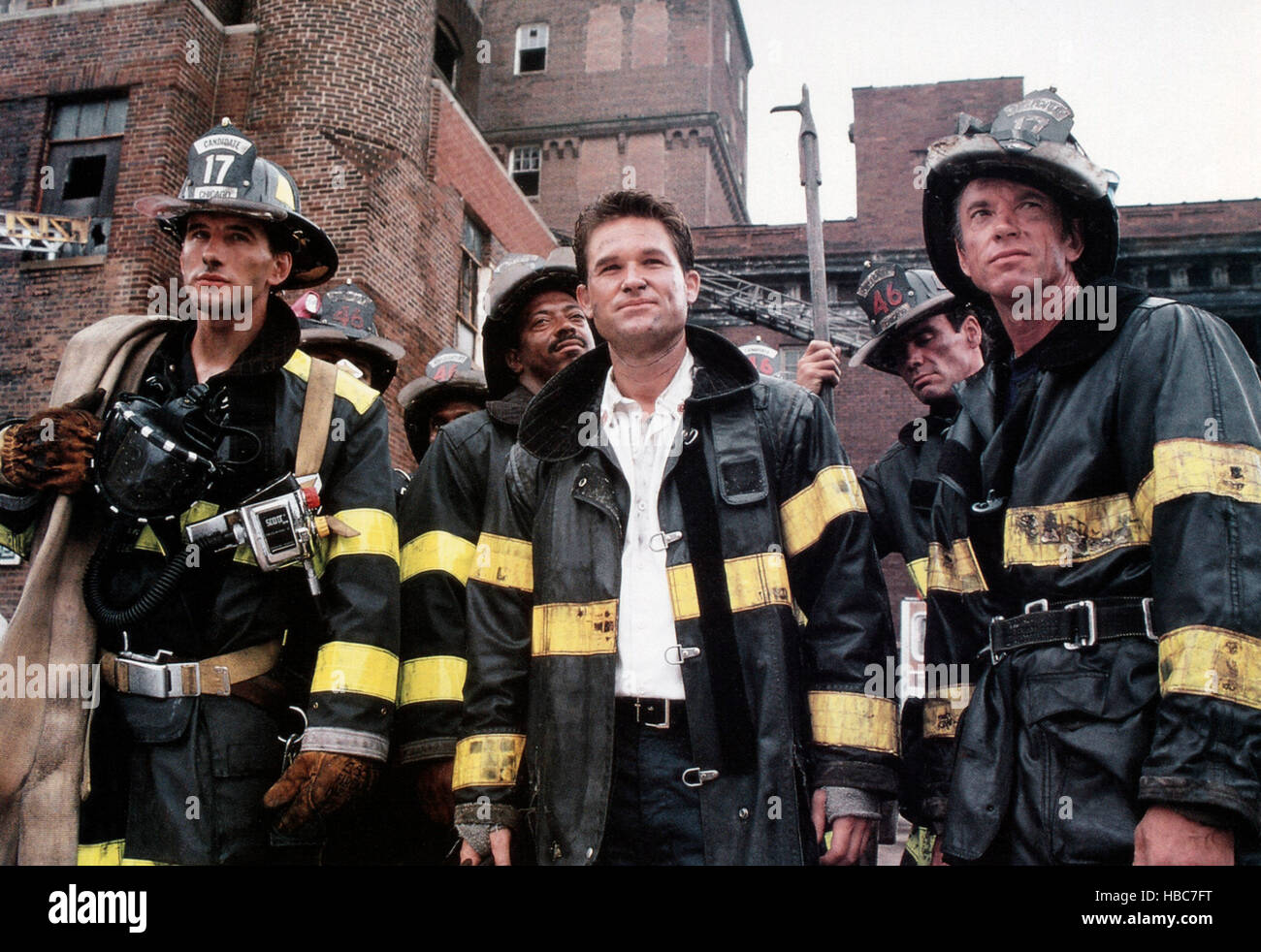 BACKDRAFT, from left: William Baldwin, Cedric Young, Kurt Russell ...