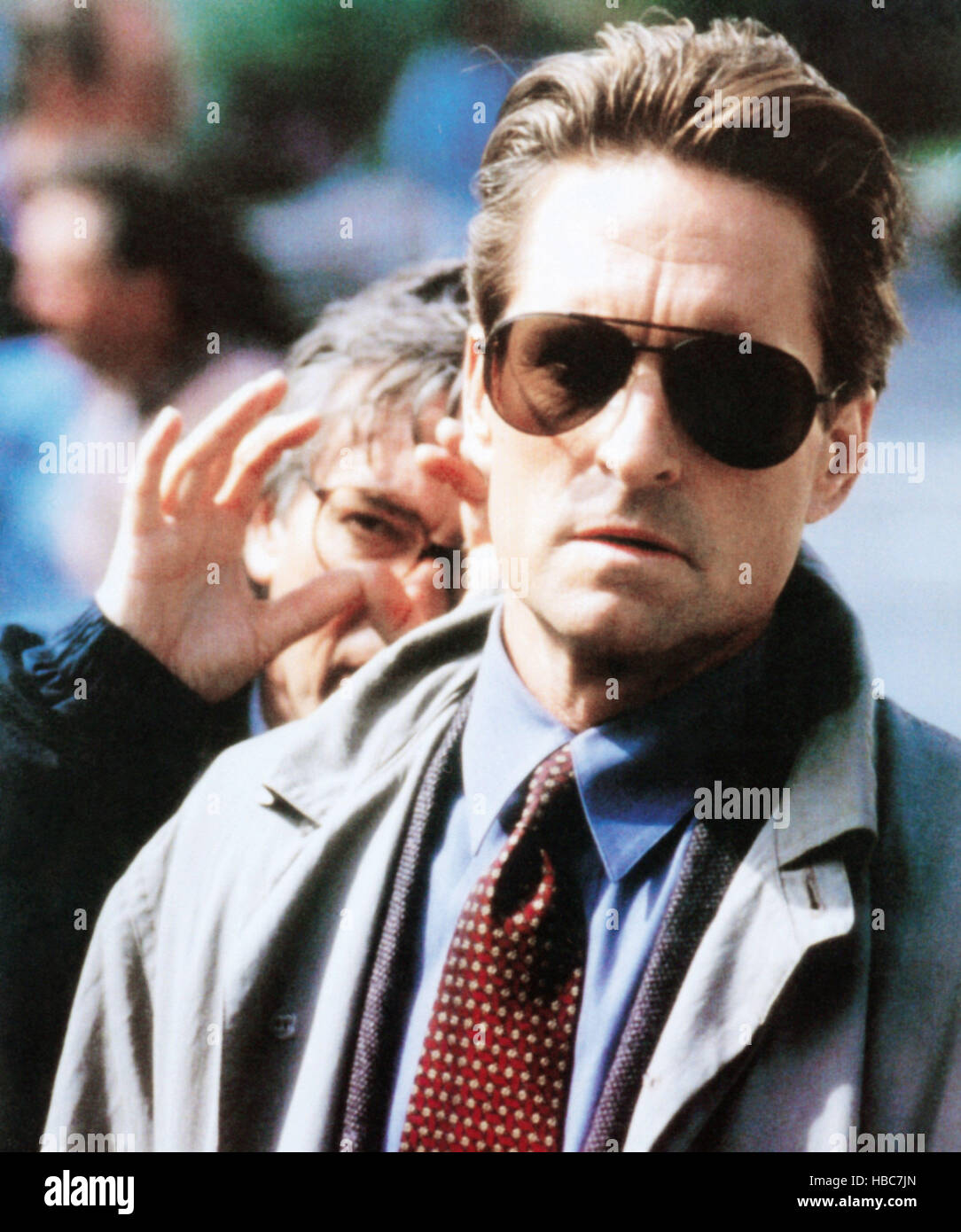 BASIC INSTINCT, director Paul Verhoeven (rear) directing Michael ...