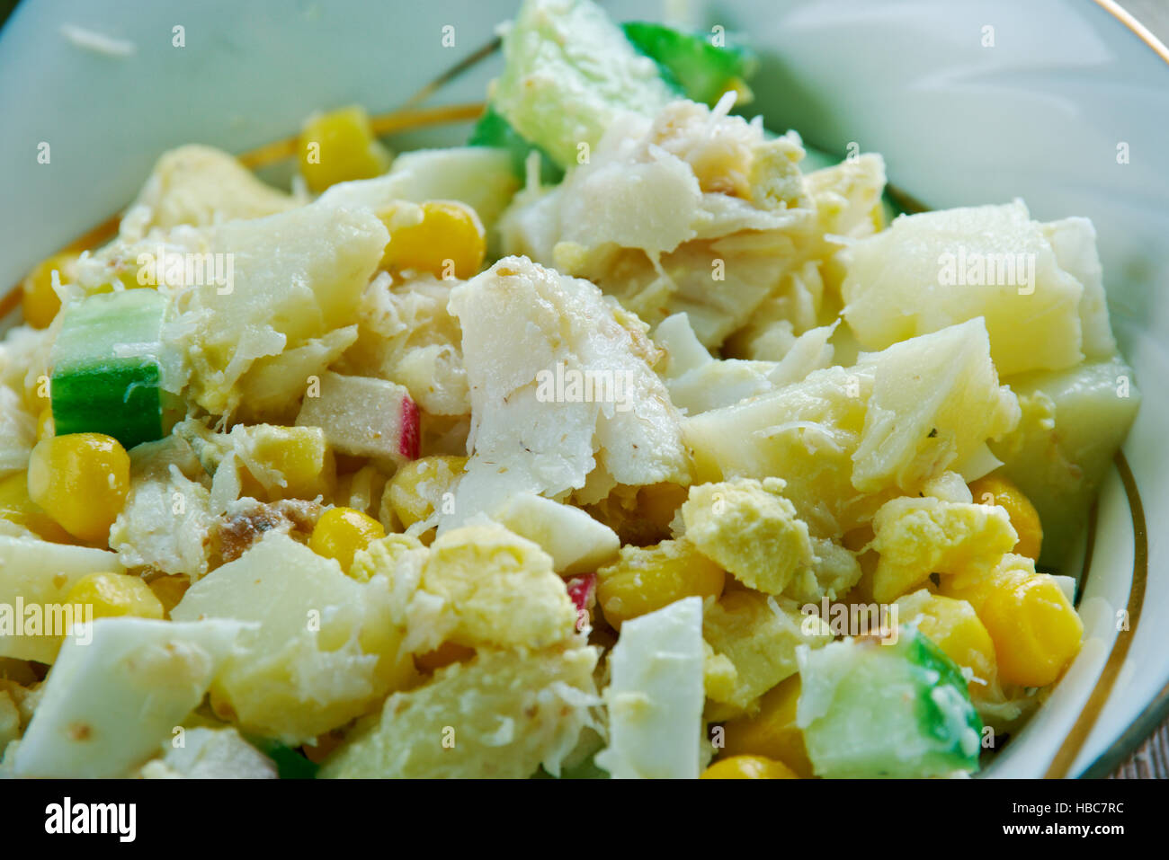 Salad with cod, corn Stock Photo - Alamy