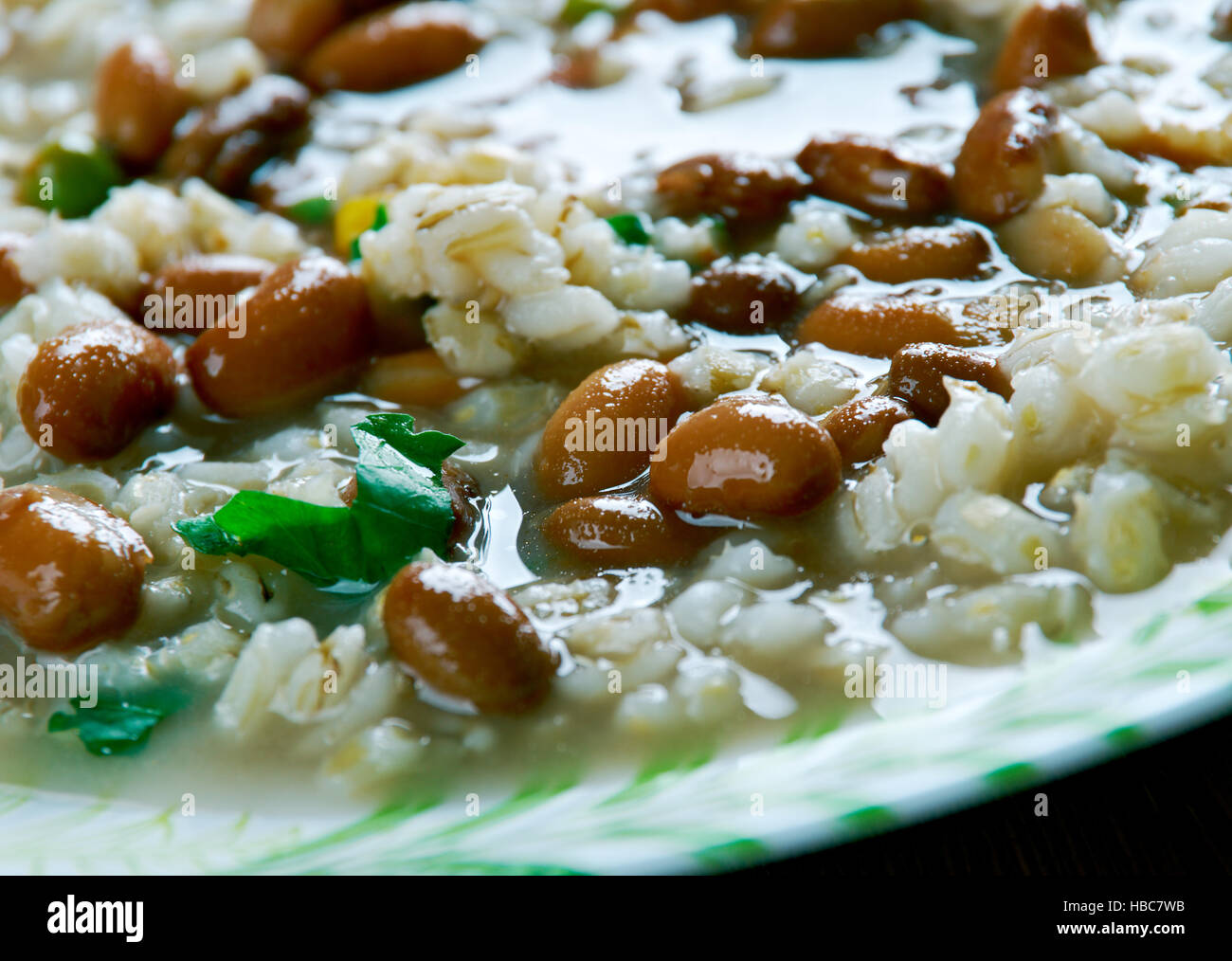 soup with pearl barley and beans Stock Photo - Alamy