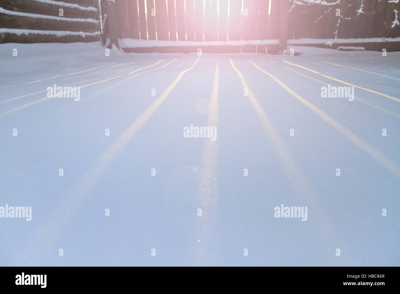 wooden fence and sunlight with sunny hotspot Stock Photo - Alamy