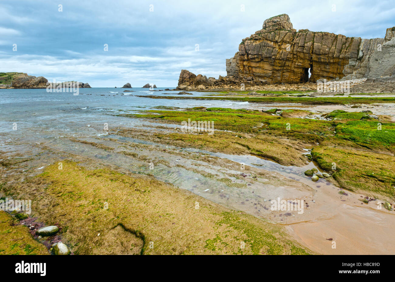 Arnia Beach coastline landscape Stock Photo - Alamy