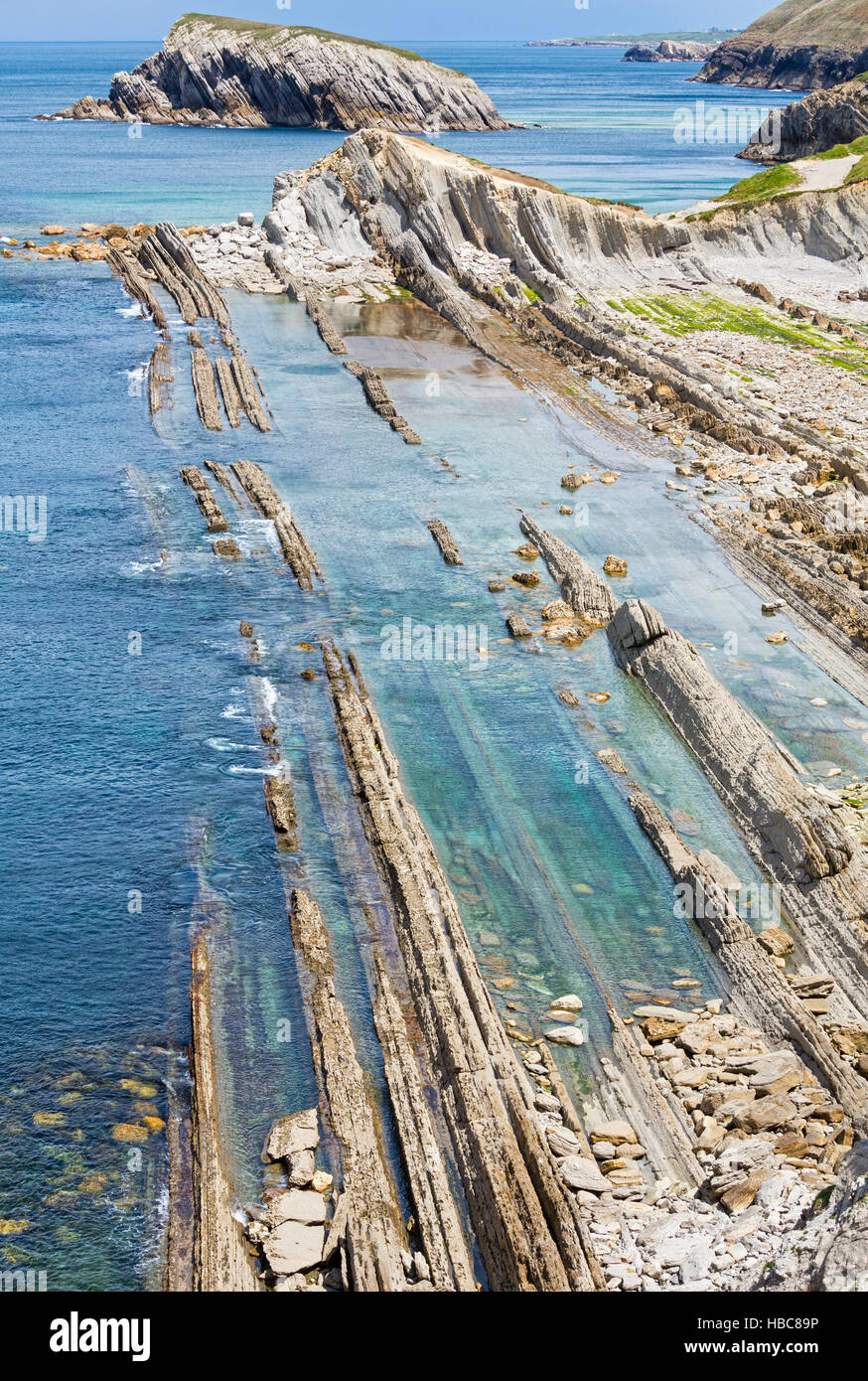 Arnia Beach coastline landscape Stock Photo - Alamy