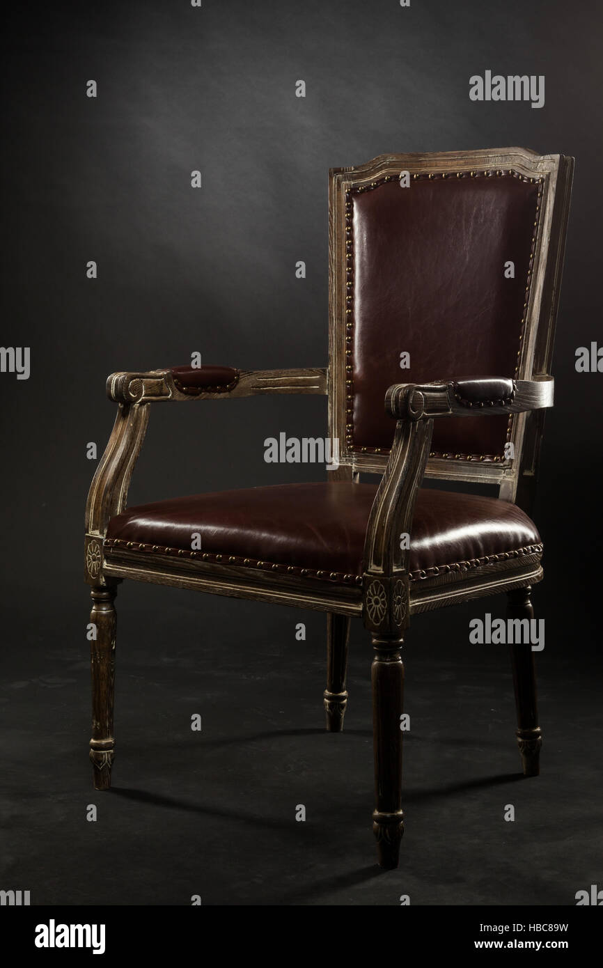 Vintage chair leather hi-res stock photography and images - Alamy