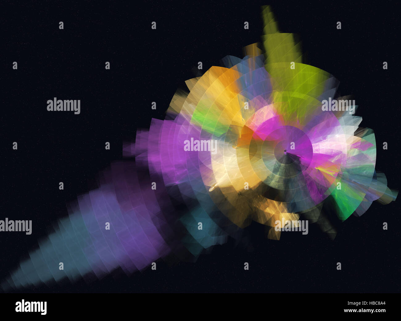 Abstract fractal background, artificial disk like shapes at space Stock ...