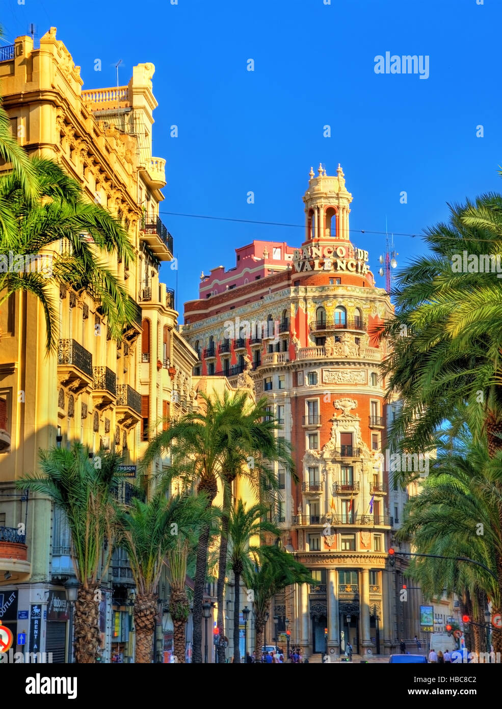The Bank of Valencia, a historic building built in 1942 - Spain Stock ...