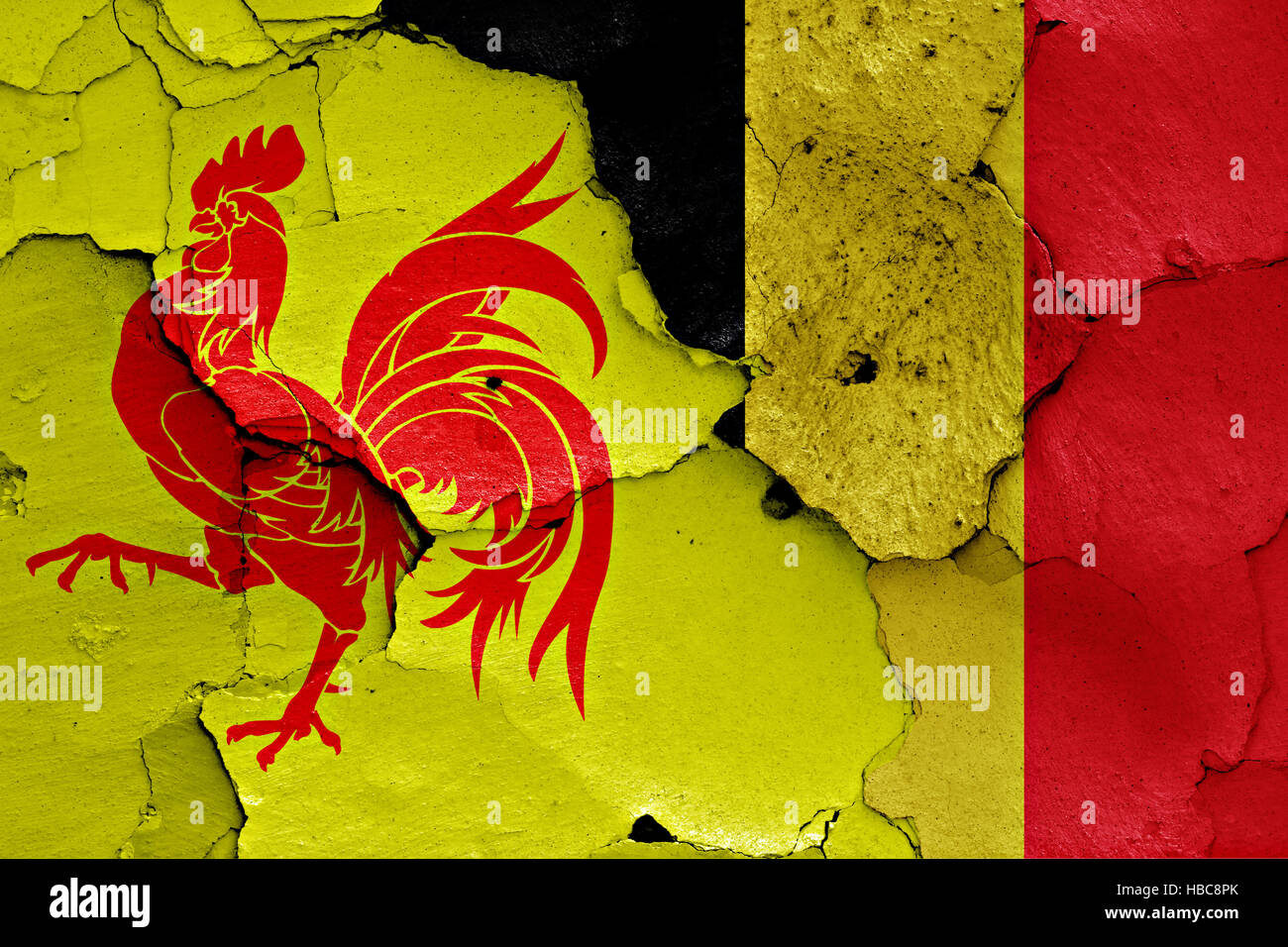 flags of Wallonia and Belgium painted on cracked wall Stock Photo - Alamy