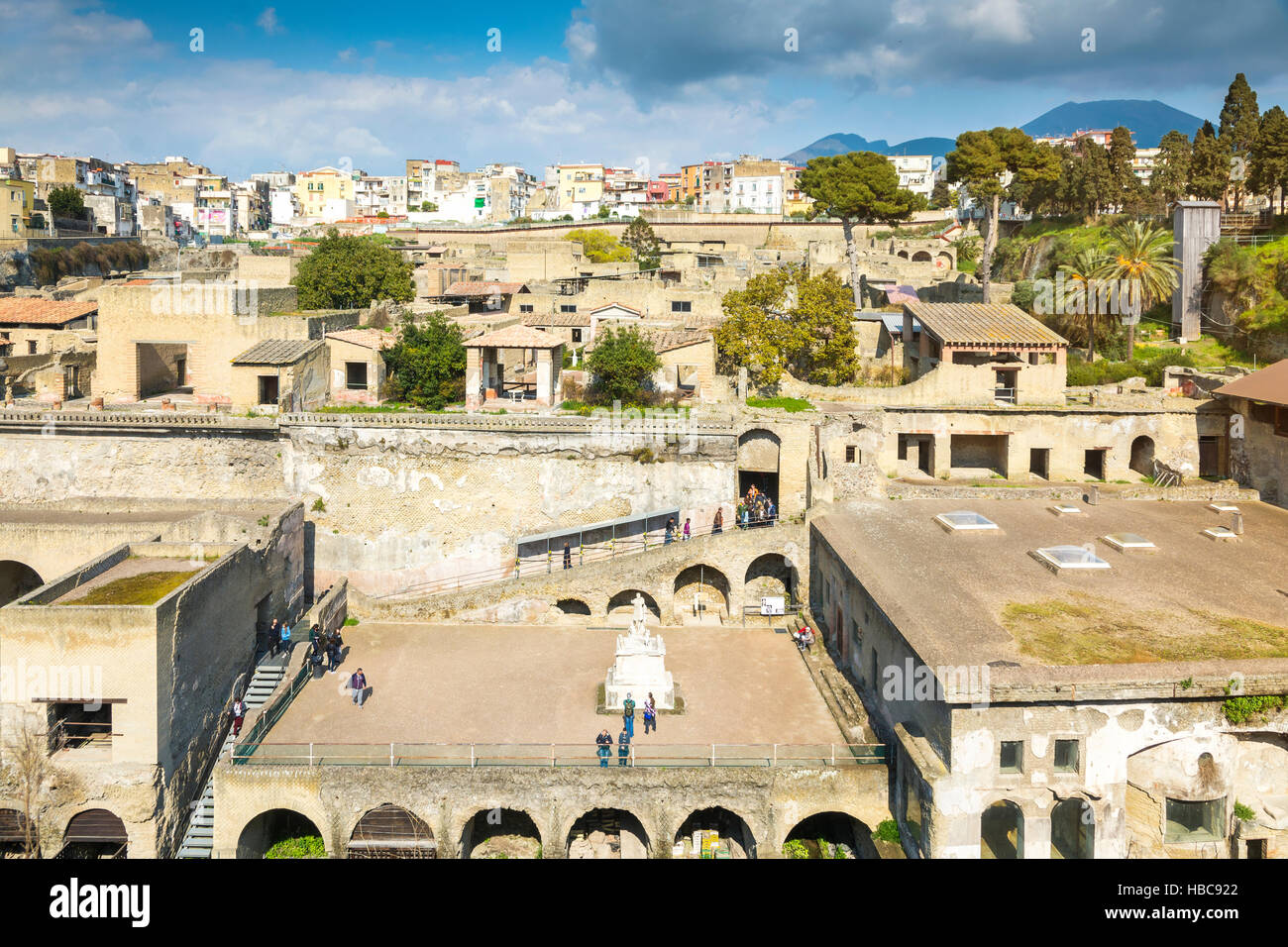 Ercolano, Italy- March 26, 2016: People visit Herculaneum archeological ...