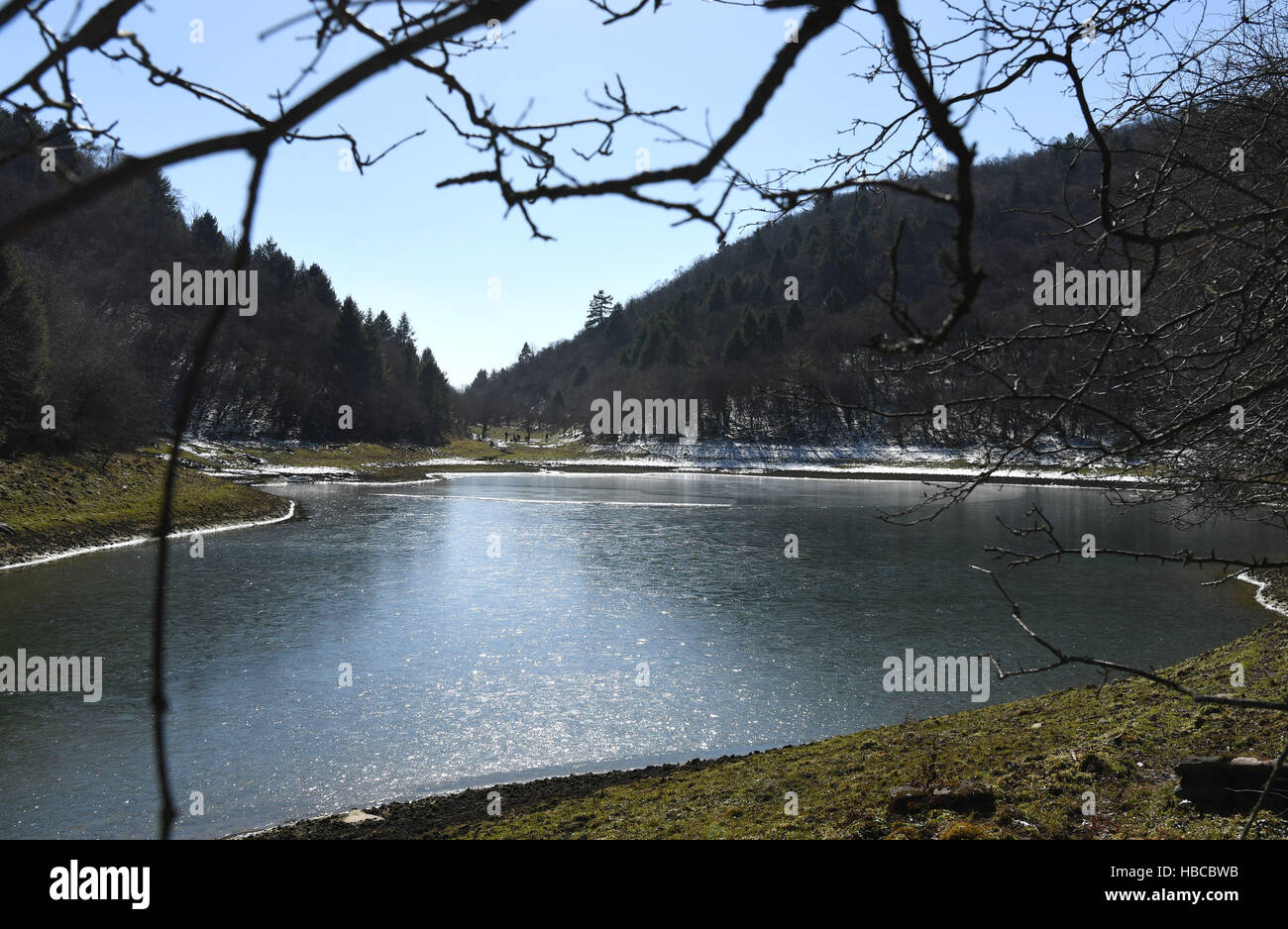 Hanzhong. 4th Dec, 2016. Photo taken on Dec. 4, 2016 shows a lake on ...