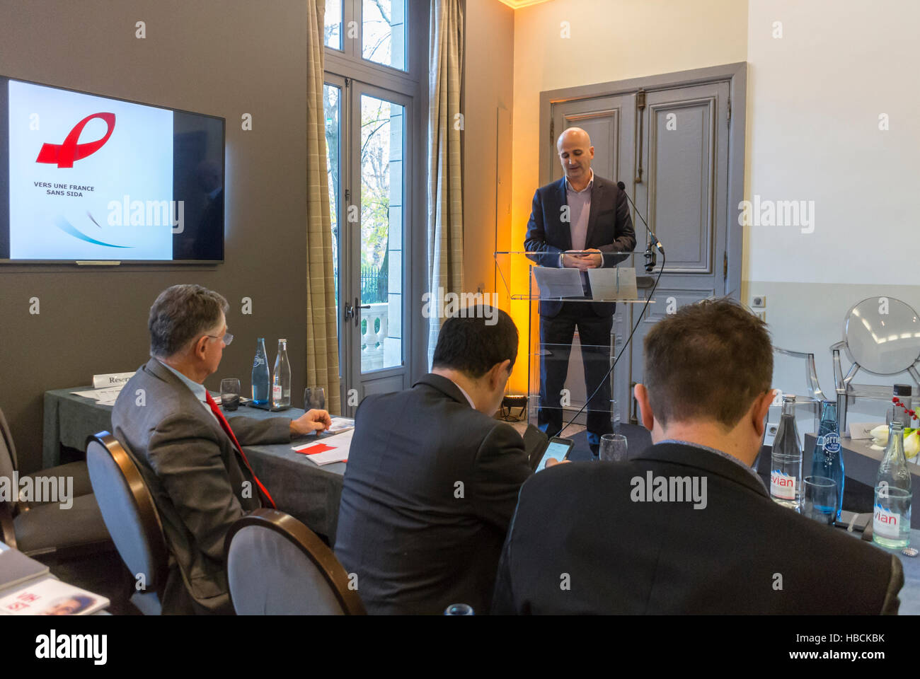 Paris, France, French People inside AIDS HIV Conference, "Vers une ...