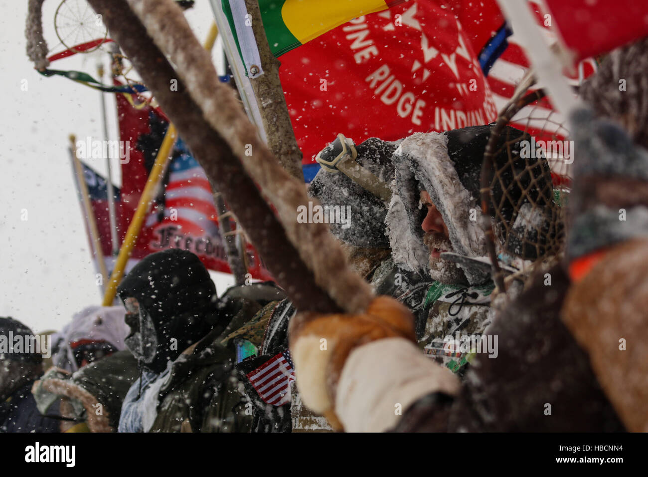 Cannon Ball, North Dakota, USA. 5th Dec, 2016. Water protectors march ...