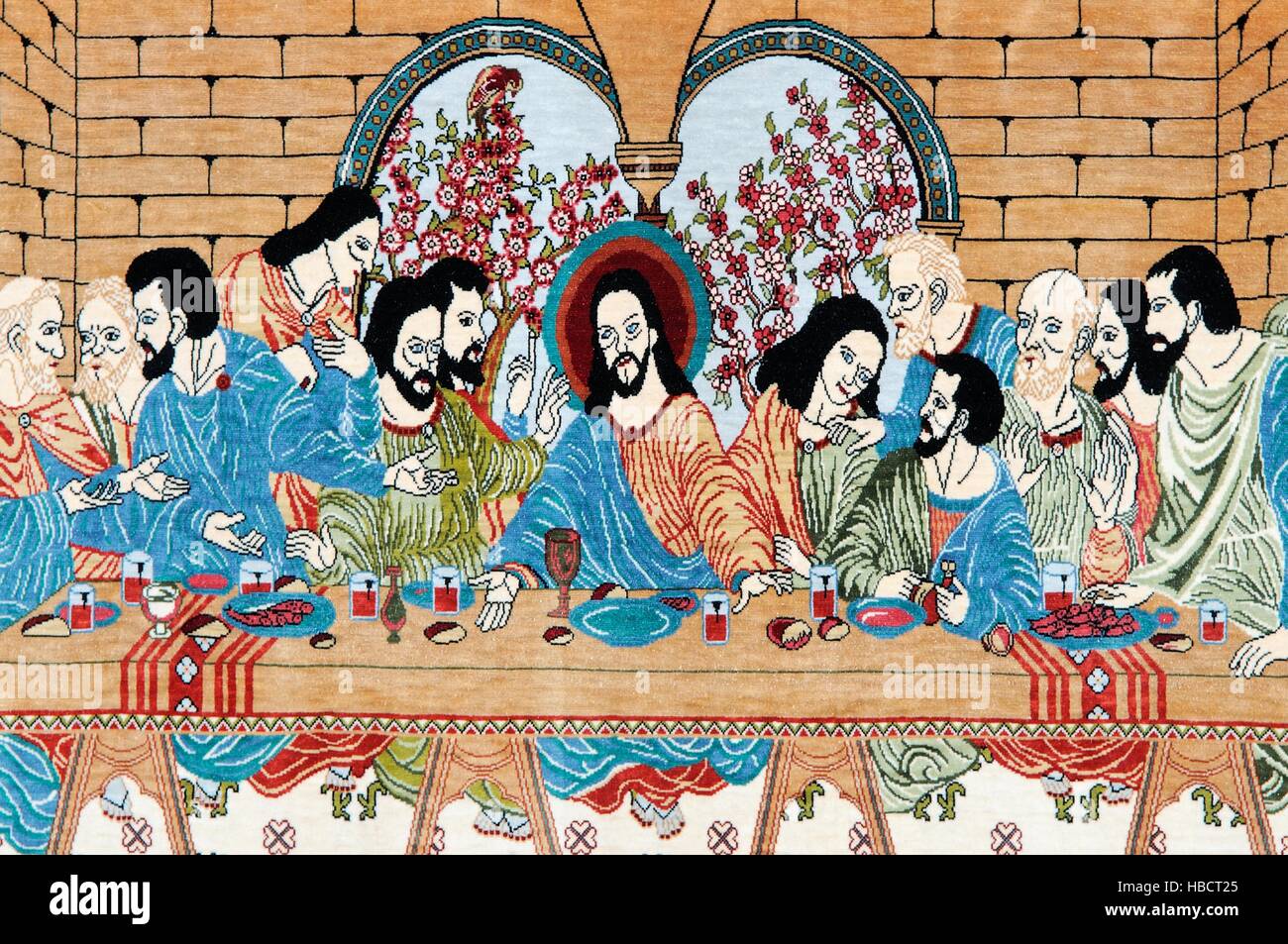 the last supper scene on carpet woven Stock Photo - Alamy