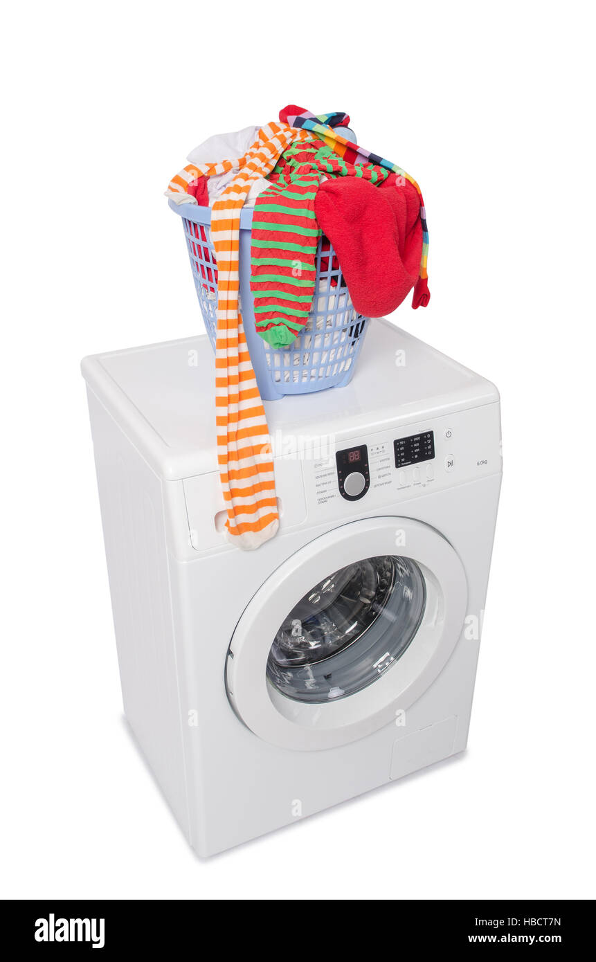 Washing machine isolated on white background Stock Photo - Alamy
