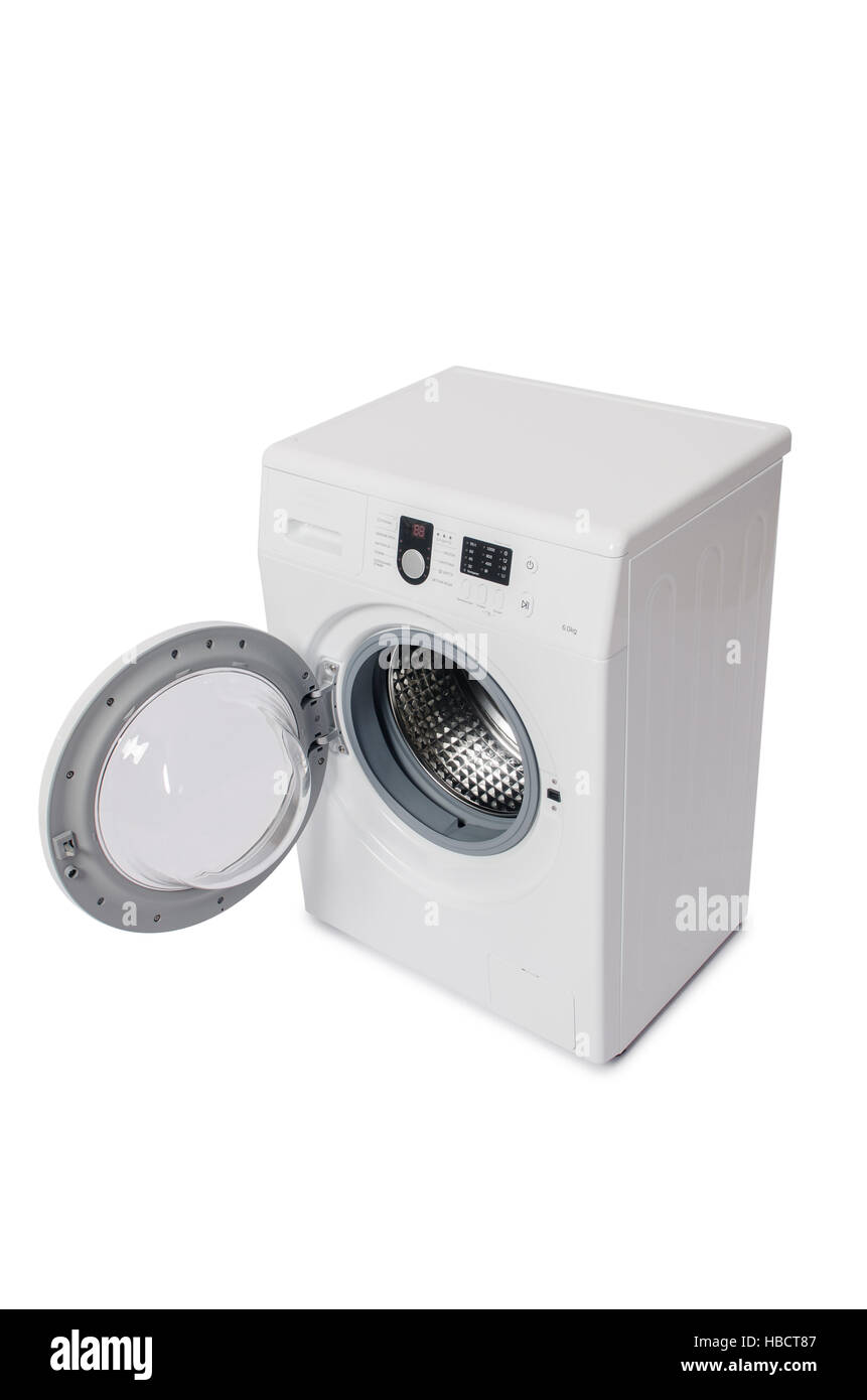 Washing machine isolated on white background Stock Photo - Alamy