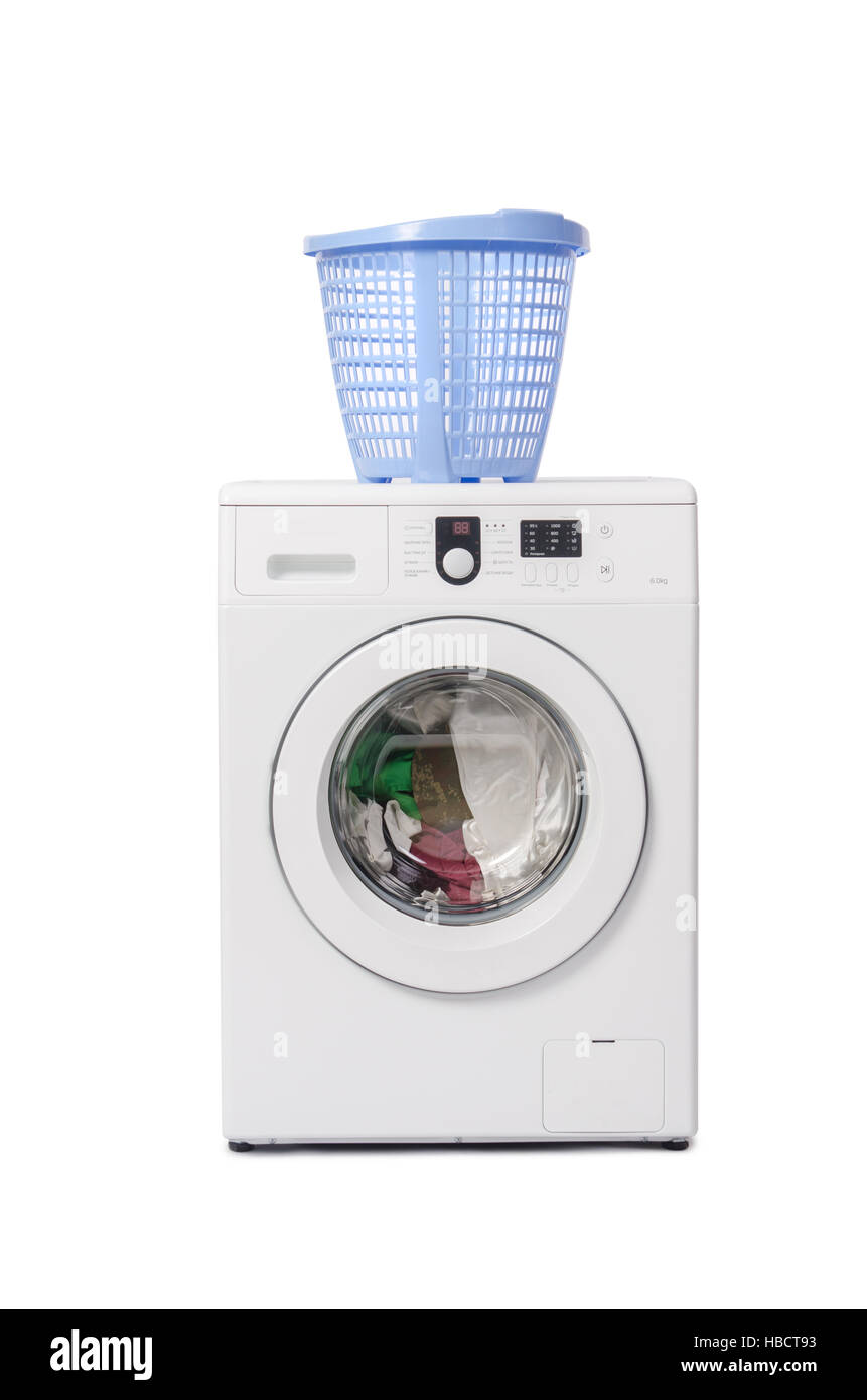 Washing machine isolated on white background Stock Photo - Alamy