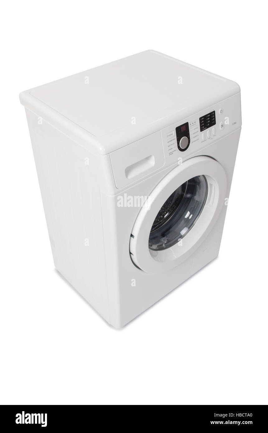 Washing machine isolated on white background Stock Photo - Alamy