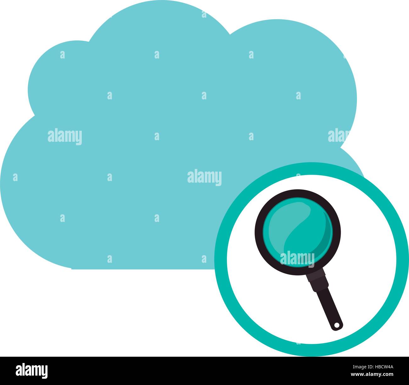 Lupe and cloud computing icon. Storage technology and virtual theme. Isolated design. Vector ...