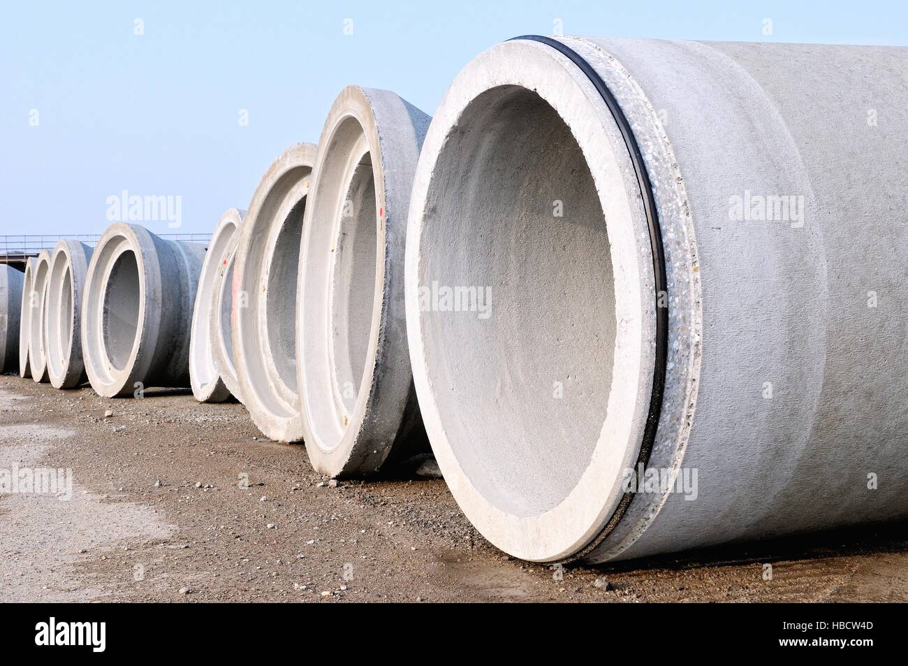Spun concrete pipes Stock Photo - Alamy