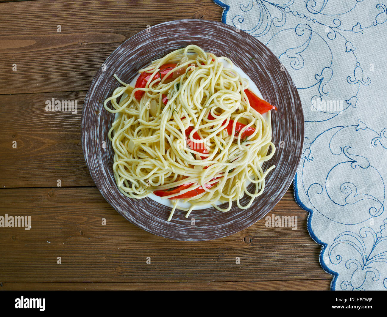 Spaghetti with Spanish flavours Stock Photo - Alamy