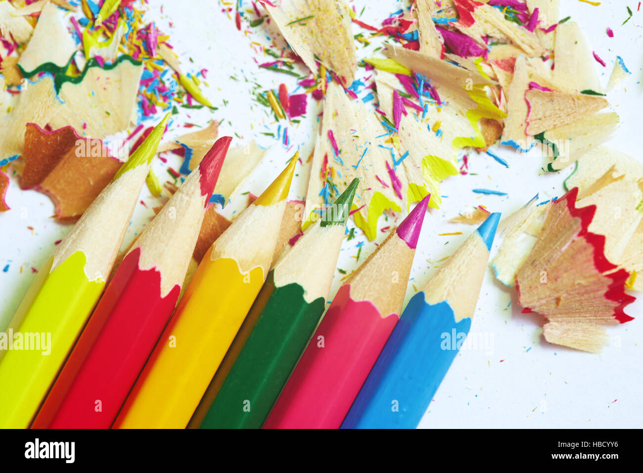 Colored pencils and trash Stock Photo - Alamy