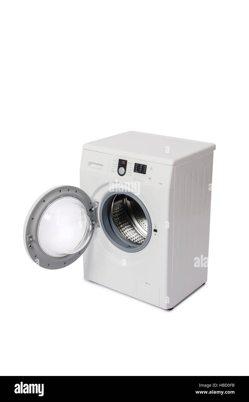 Washing machine isolated on white background Stock Photo - Alamy