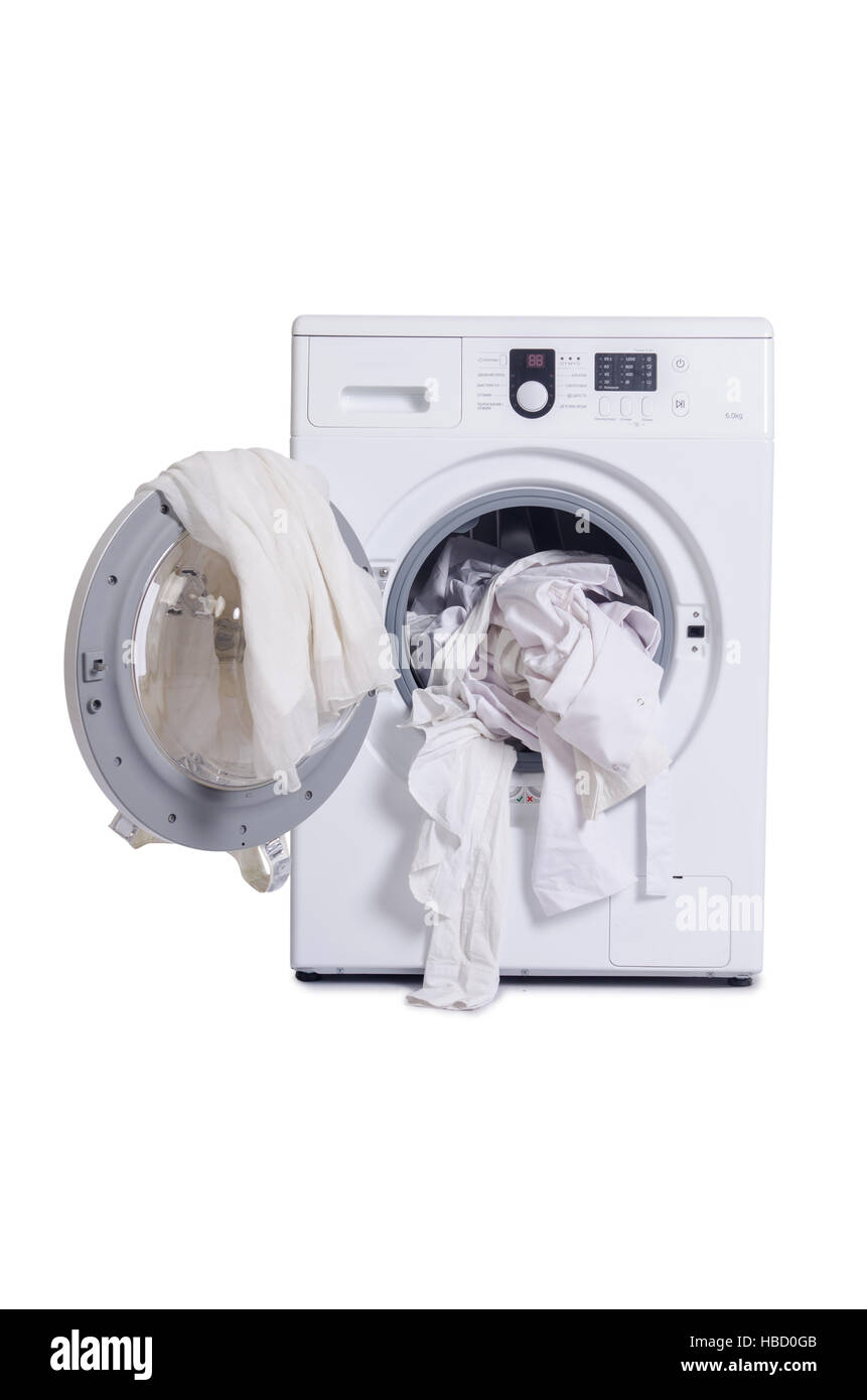 Washing machine isolated on white background Stock Photo - Alamy