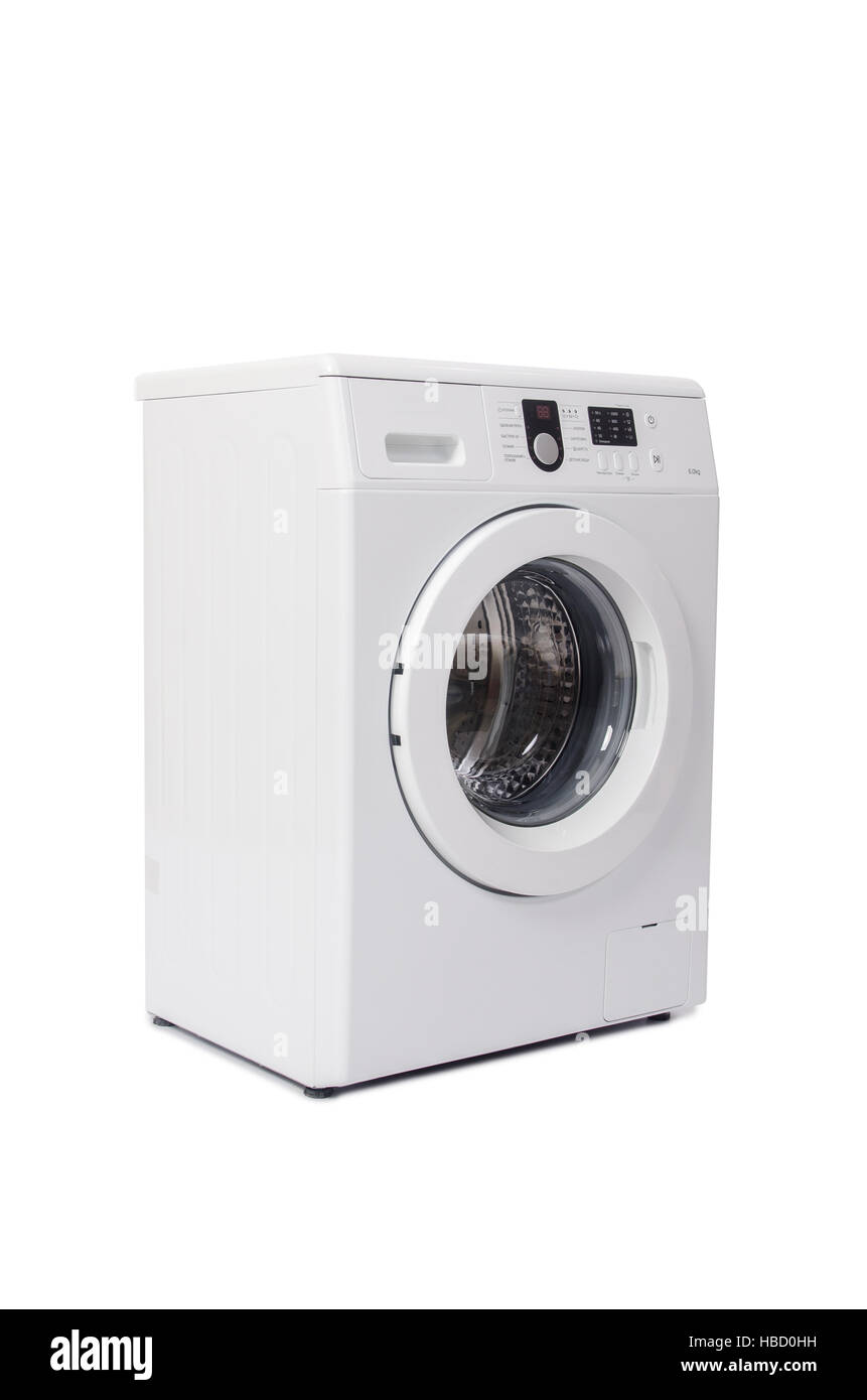 Washing machine isolated on white background Stock Photo - Alamy