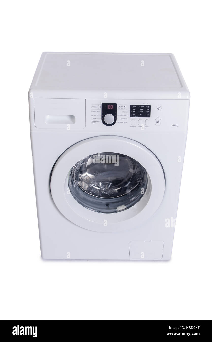 Washing machine isolated on white background Stock Photo - Alamy