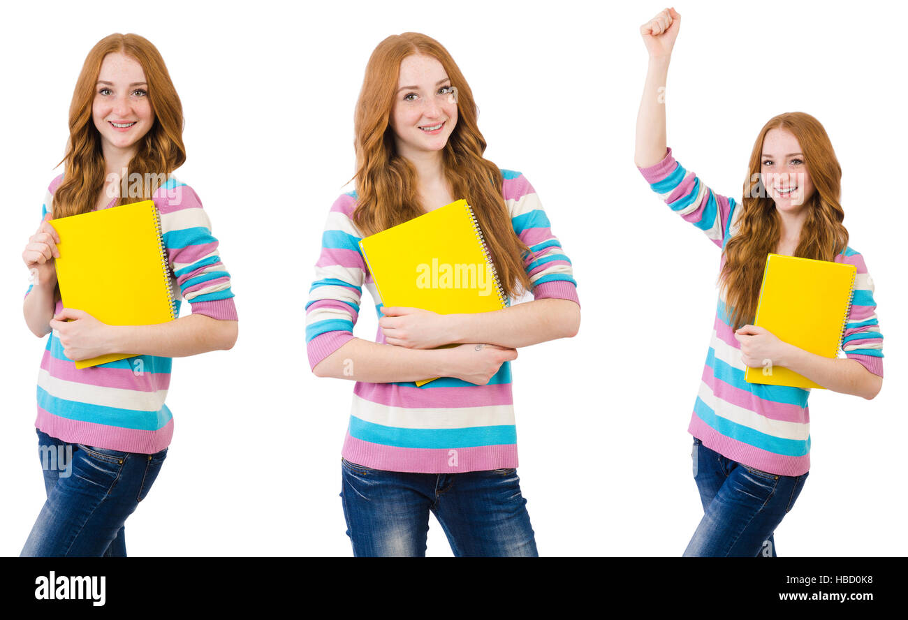 Young student with books isolated on white Stock Photo - Alamy