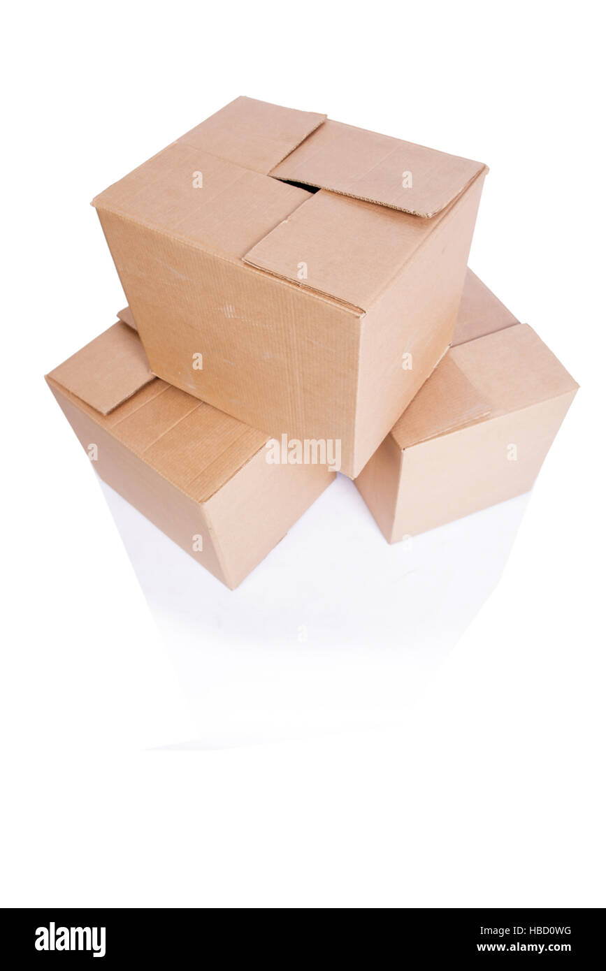 Set of boxes isolated on white Stock Photo - Alamy