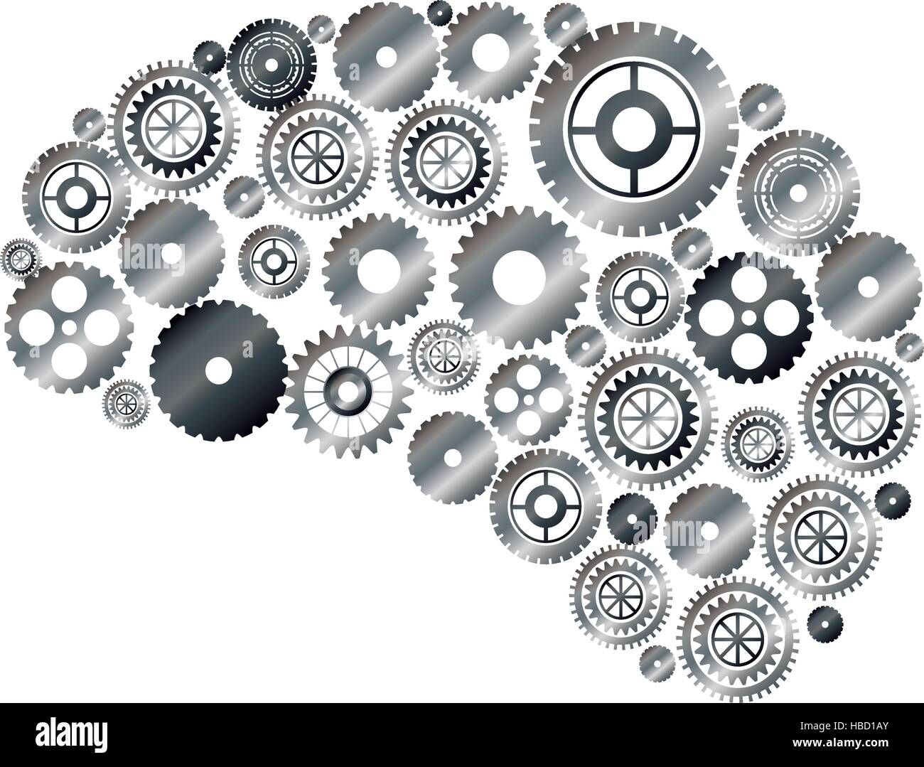 Gears and brain icon. Cog circle wheel machine part and technology ...