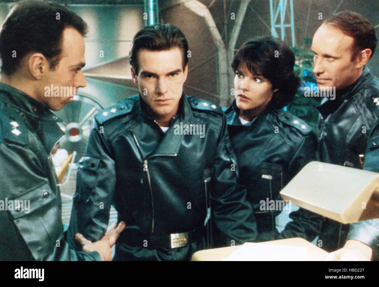 ENEMY MINE, left from second left: Dennis Quaid, Carolyn McCormick ...