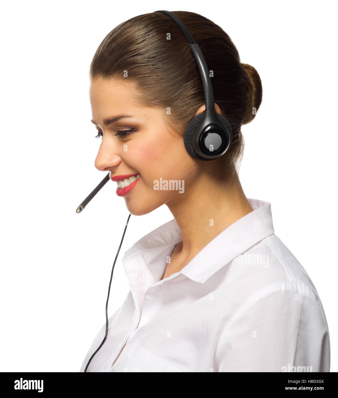 Customer service operator isolated on white Stock Photo - Alamy