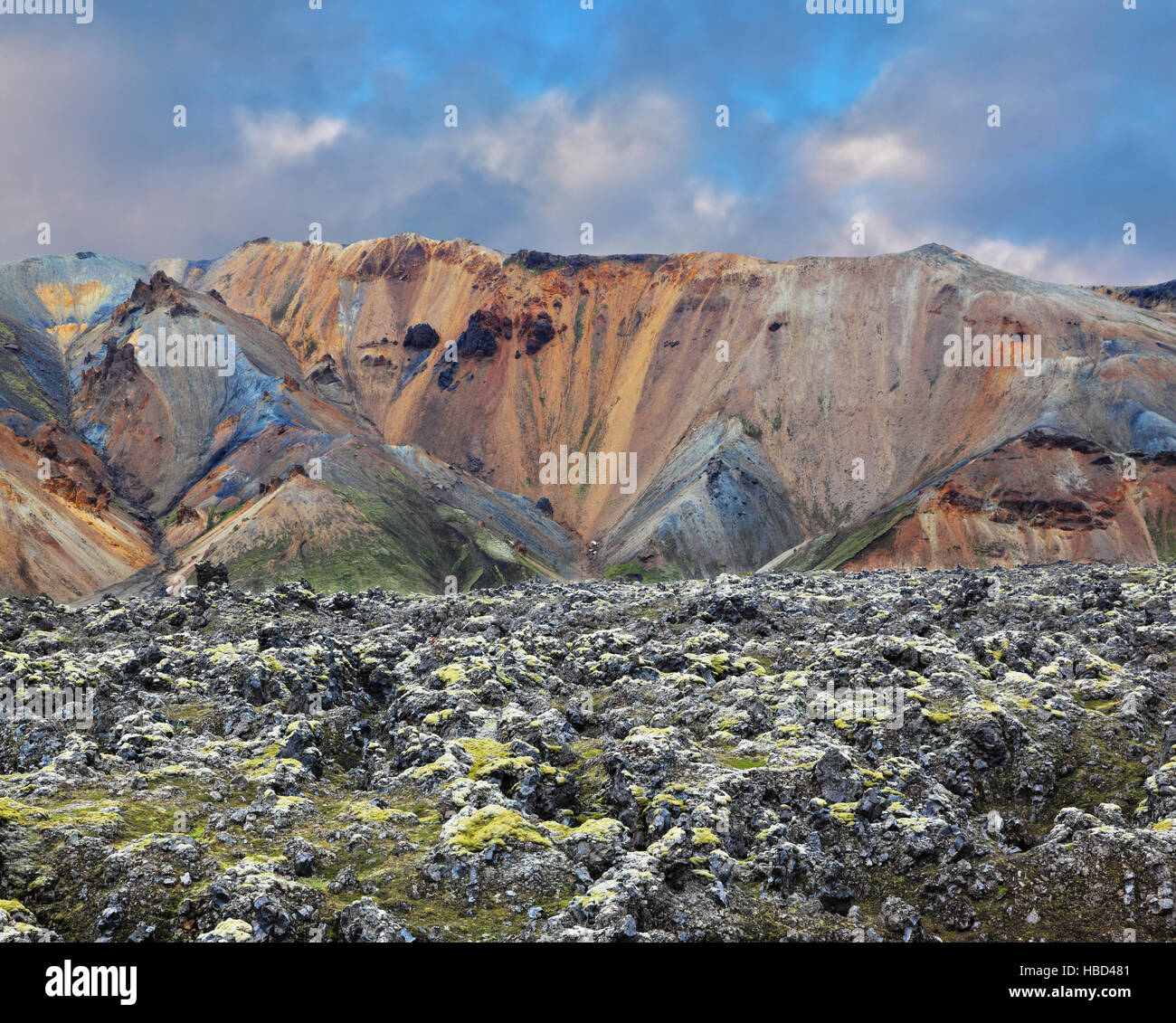 The pink and orange rhyolite mountains Stock Photo - Alamy