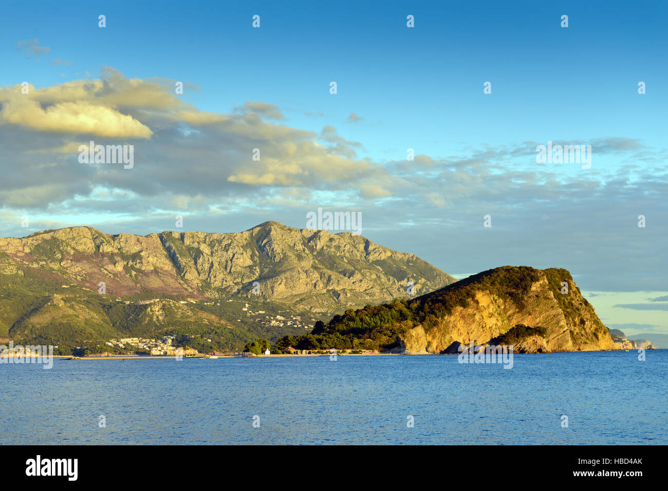 Budva bay, Montenegro, Europe. Sunset light Stock Photo - Alamy