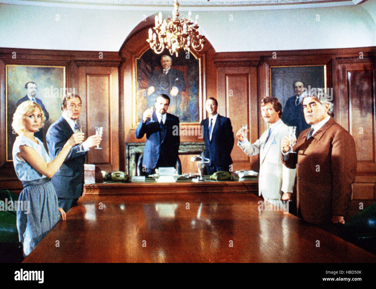 THE HOLCROFT COVENANT, holding glasses from left: Victoria Tennant ...