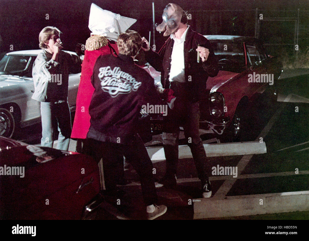 HOLLYWOOD KNIGHTS, Robert Wuhl & gang members, playing a Halloween ...