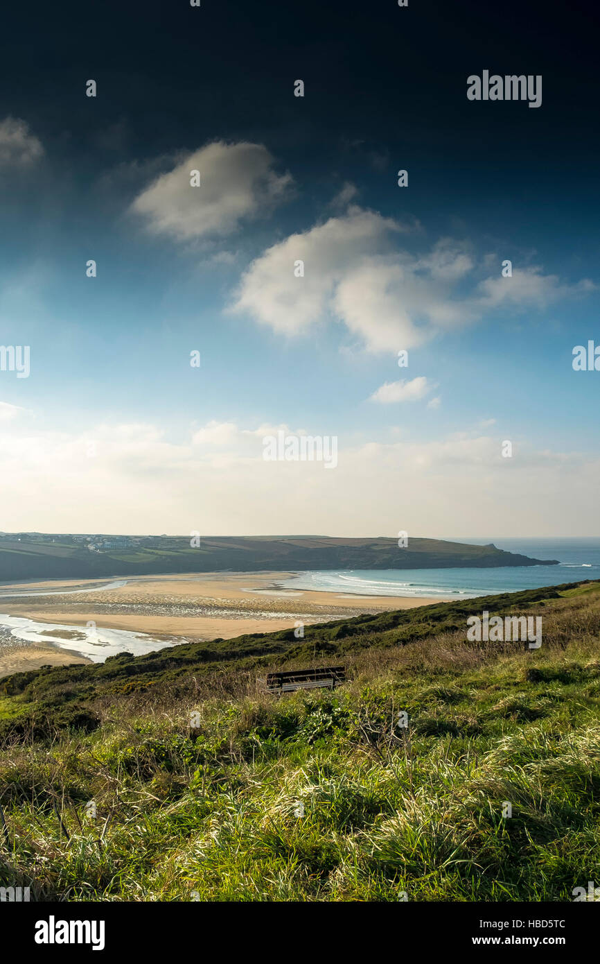 Gannel Estuary seen from East Pentire in Newquay, Cornwall Stock Photo ...
