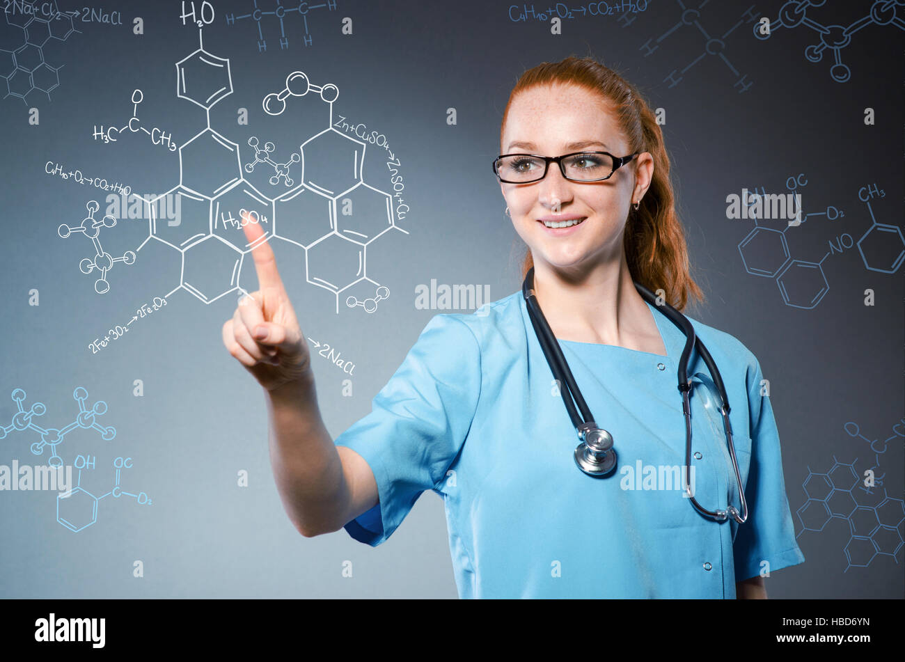 Female doctor with set of abstract elements Stock Photo - Alamy