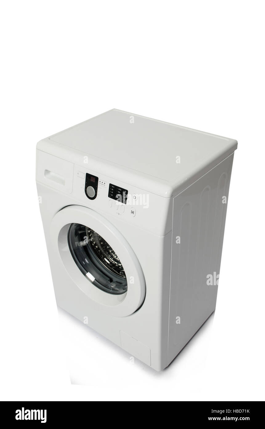 Washing machine isolated on white background Stock Photo - Alamy