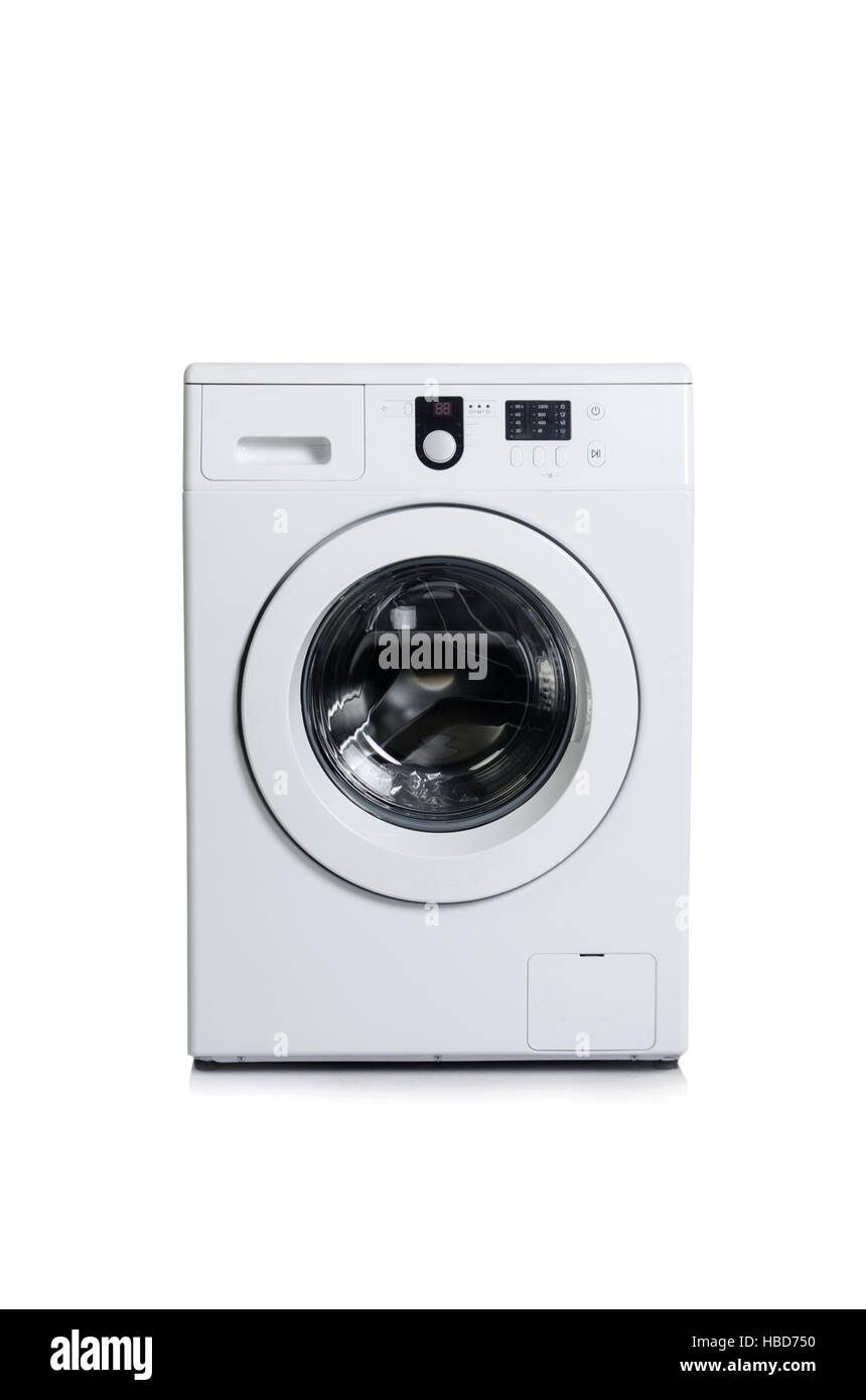 Washing machine isolated on white background Stock Photo - Alamy