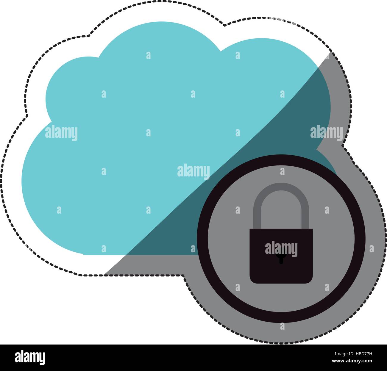 Padlock and cloud icon. Security system warning protection and danger ...