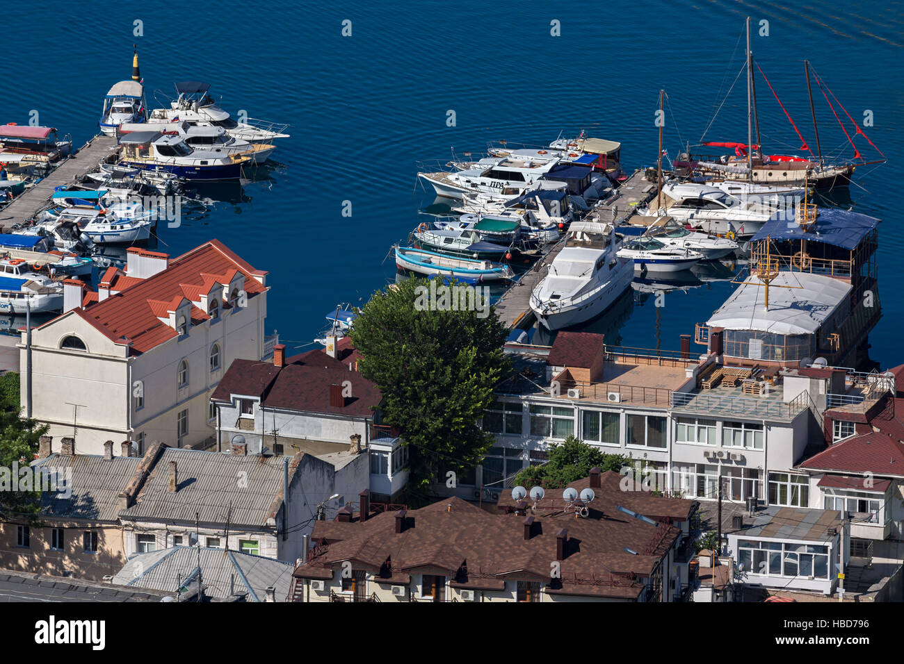 Yachts and boats in the Balaclava Bay Stock Photo - Alamy
