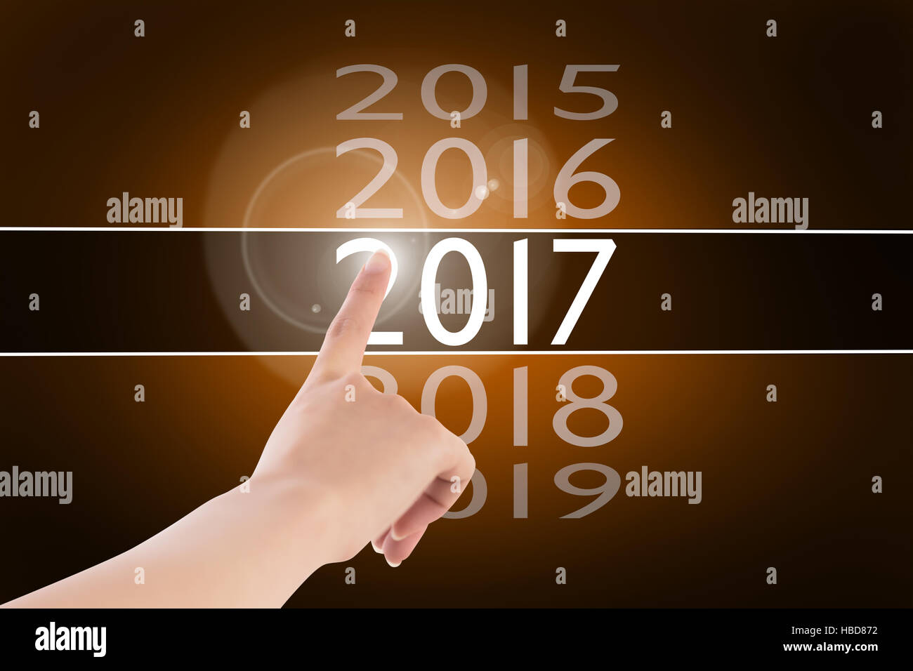 Composite image of female hand pointing Stock Photo - Alamy