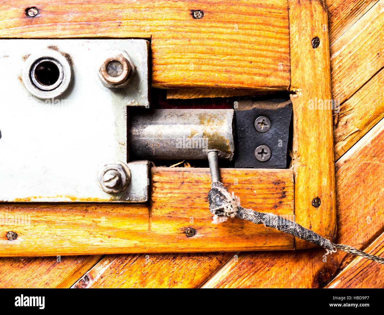 Metal lock and Wooden texture and background Stock Photo - Alamy