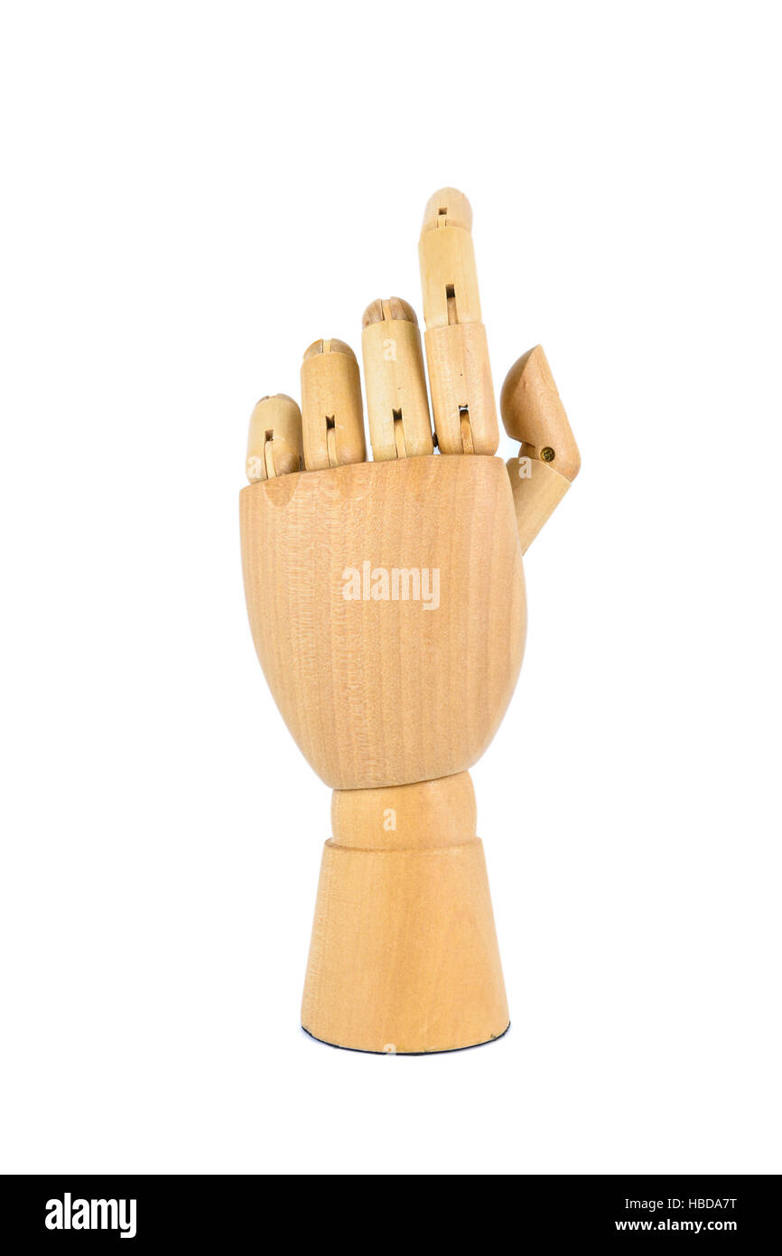 wooden hand isolated on white background Stock Photo - Alamy