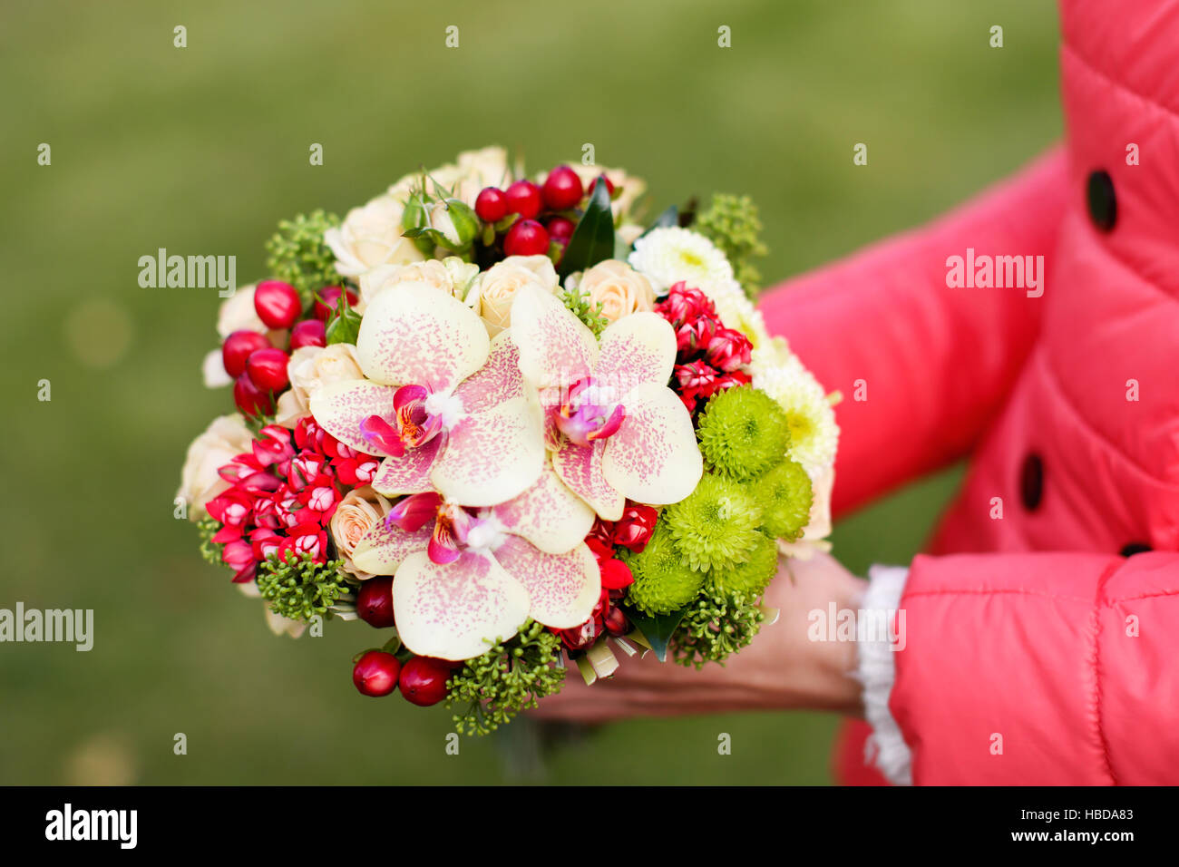 Stylish rich bouquet with red berries Stock Photo - Alamy