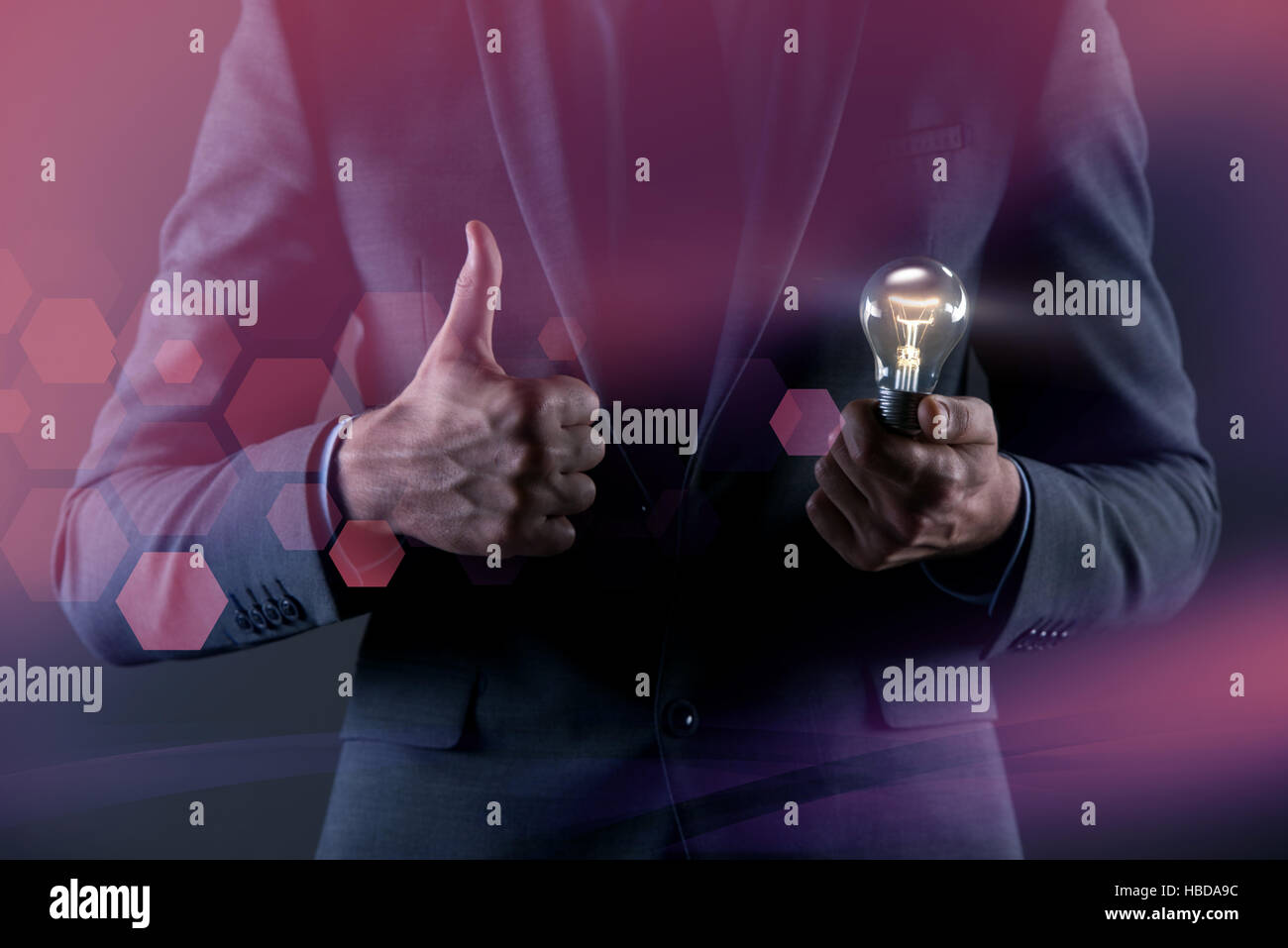 The man with light bulb lamp in concept Stock Photo - Alamy